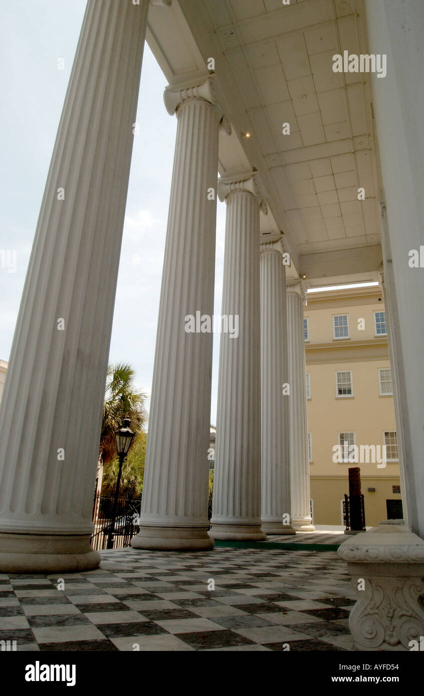 Architectural detail of columns at hall in downtown Charleston South ...