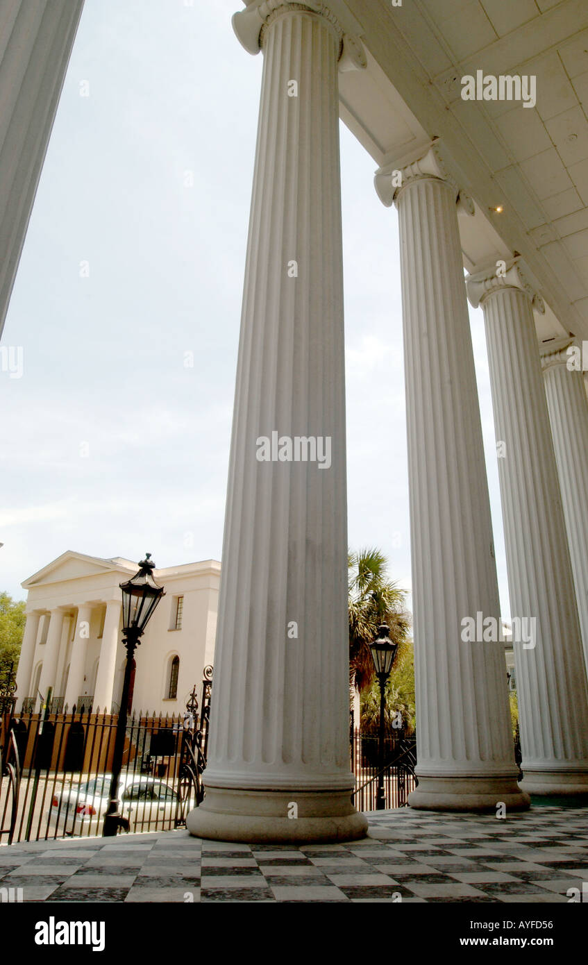 Architectural detail of columns at hall in downtown Charleston South ...