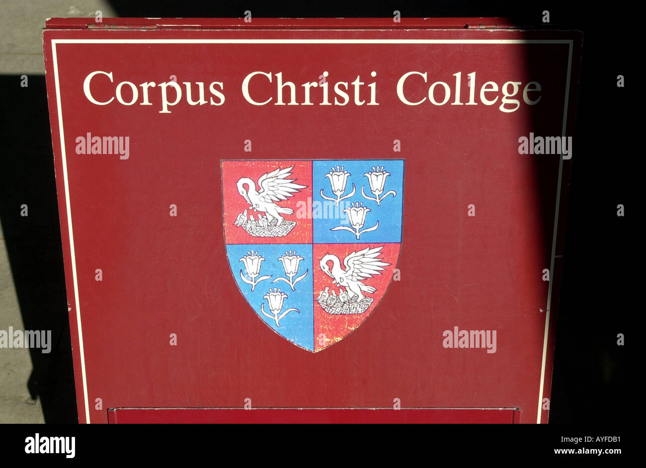 Cambridge university college sign for corpus christi Stock Photo - Alamy