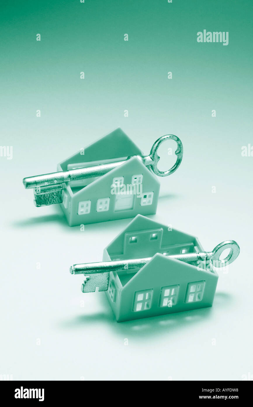 Skeleton Keys on Toy Houses Stock Photo - Alamy