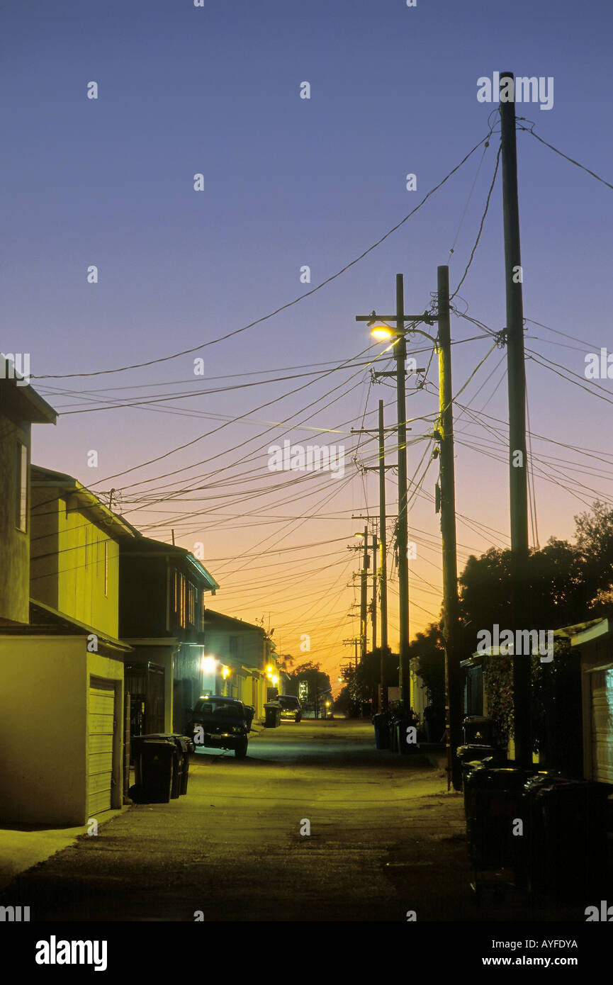 Residential service alley in Los Angeles at dusk Stock Photo - Alamy
