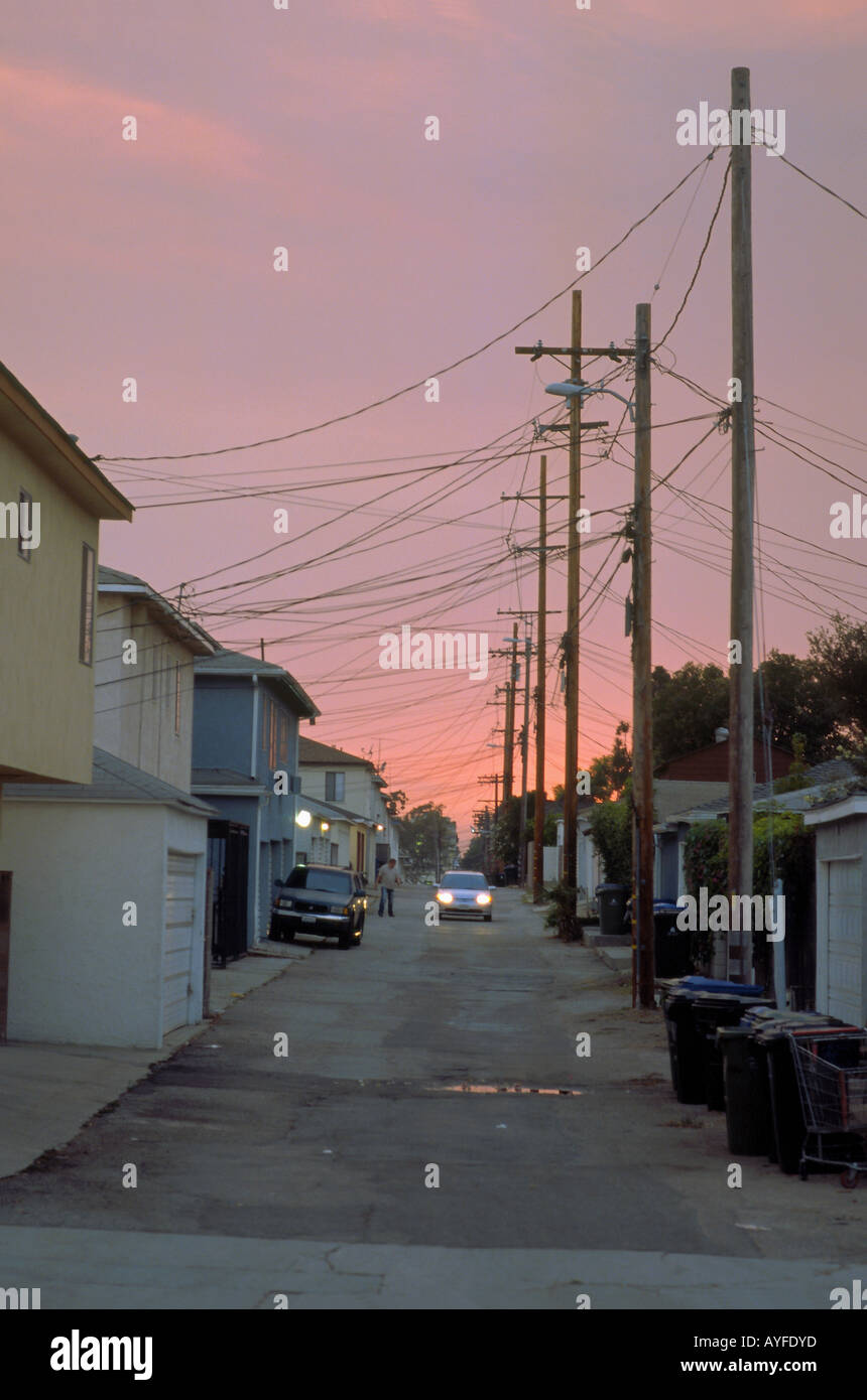 Residential service alley in Los Angeles at dusk Stock Photo - Alamy