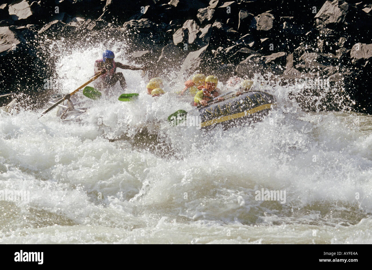 Whitewater rafting Zambezi River Zimbabwe Zambia border Africa Stock ...