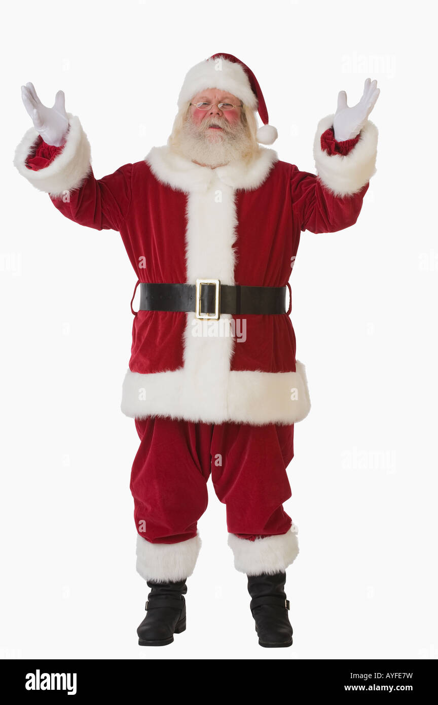 Santa Claus with arms raised Stock Photo - Alamy