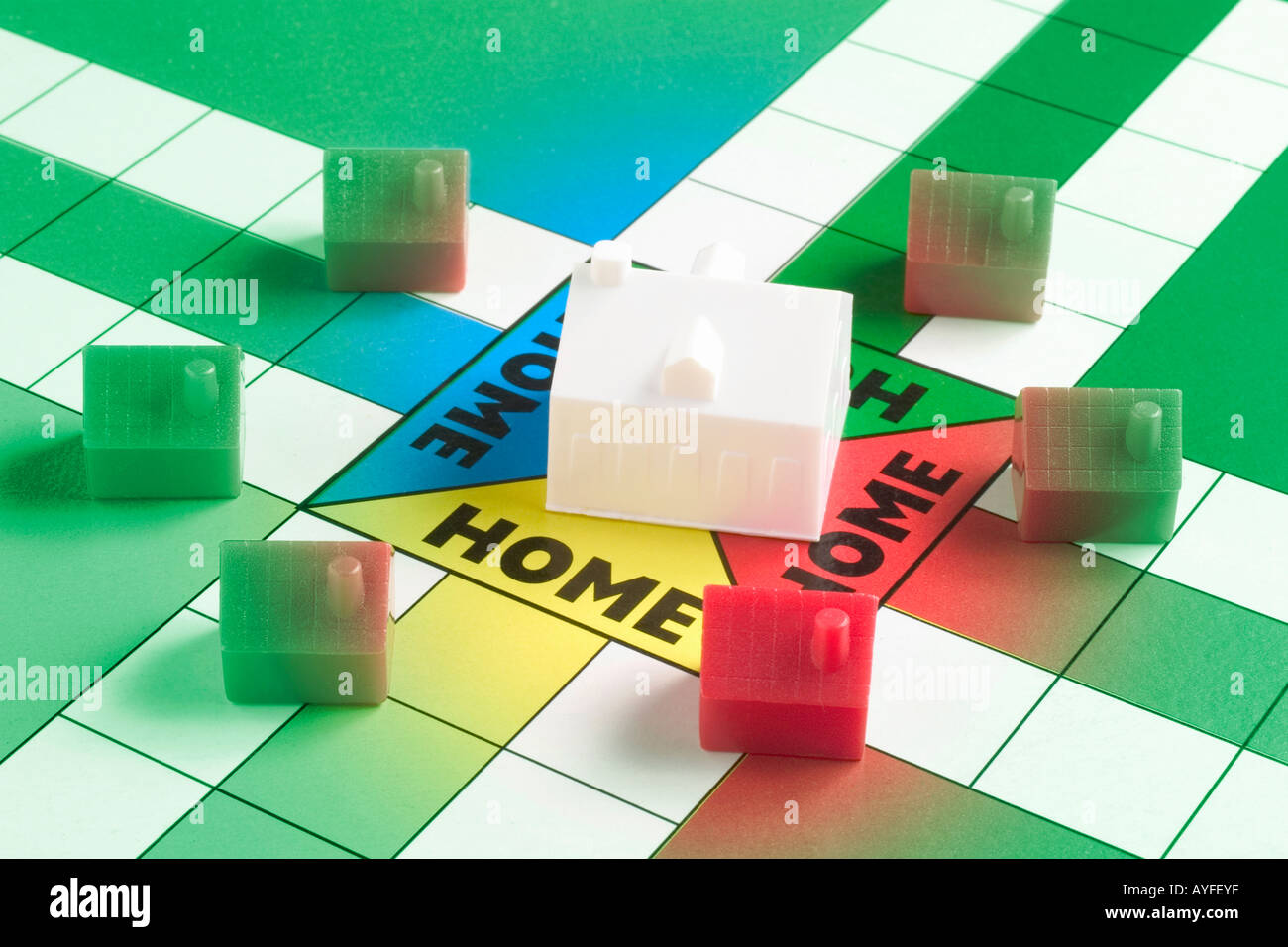 Miniature House on Game Board Stock Photo - Alamy