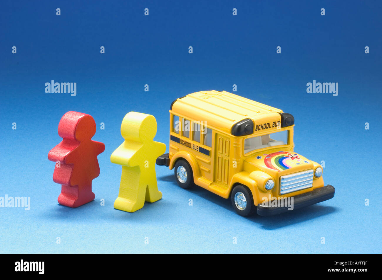 Miniature School Bus and Wooden Children Figures Stock Photo - Alamy