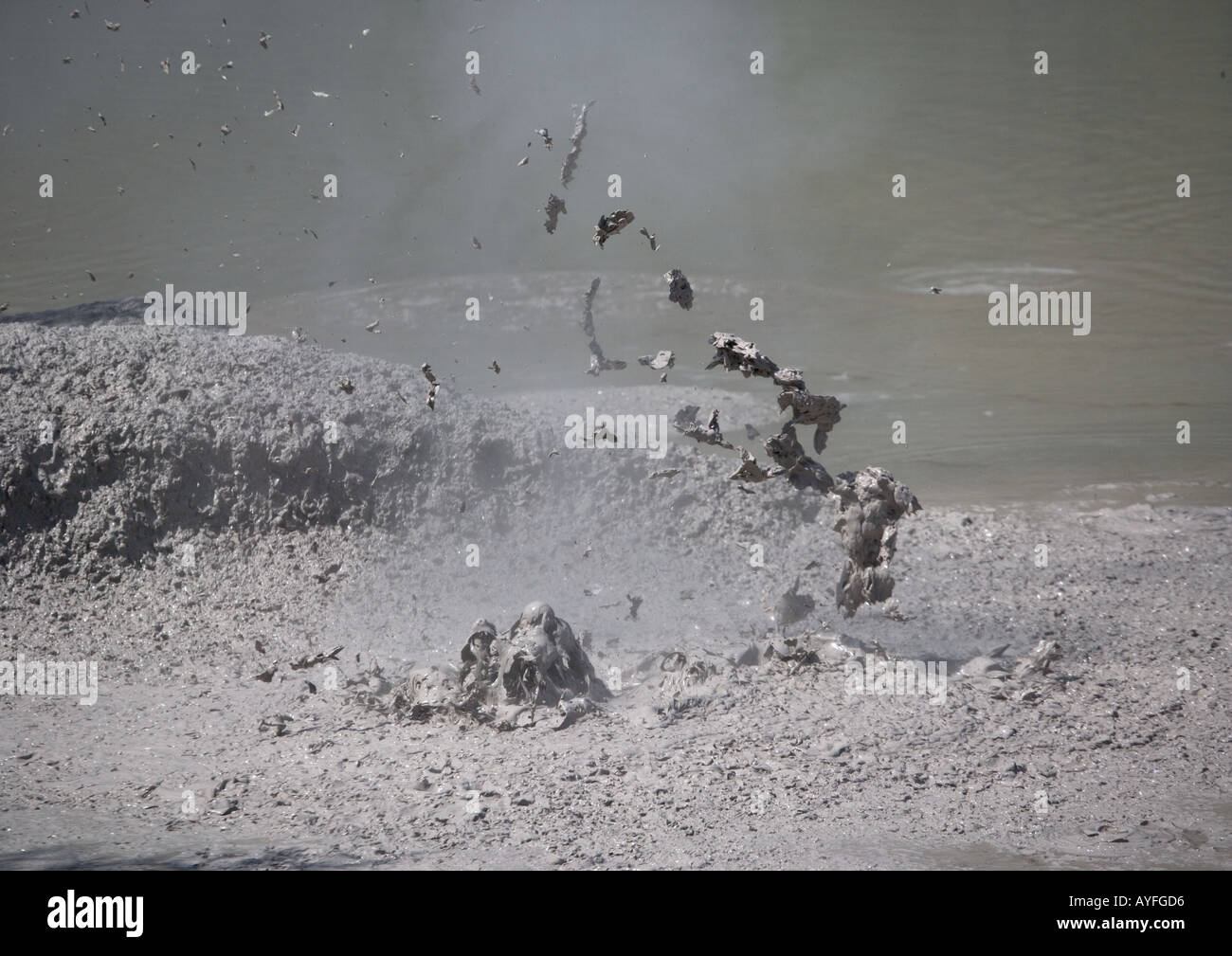 Boiling mud pools near Waimangu Rotorua area Geothermal activity, North ...