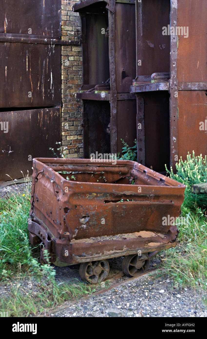 Rusting coal truck Woodhorn colliery Ashington Northumberland England ...