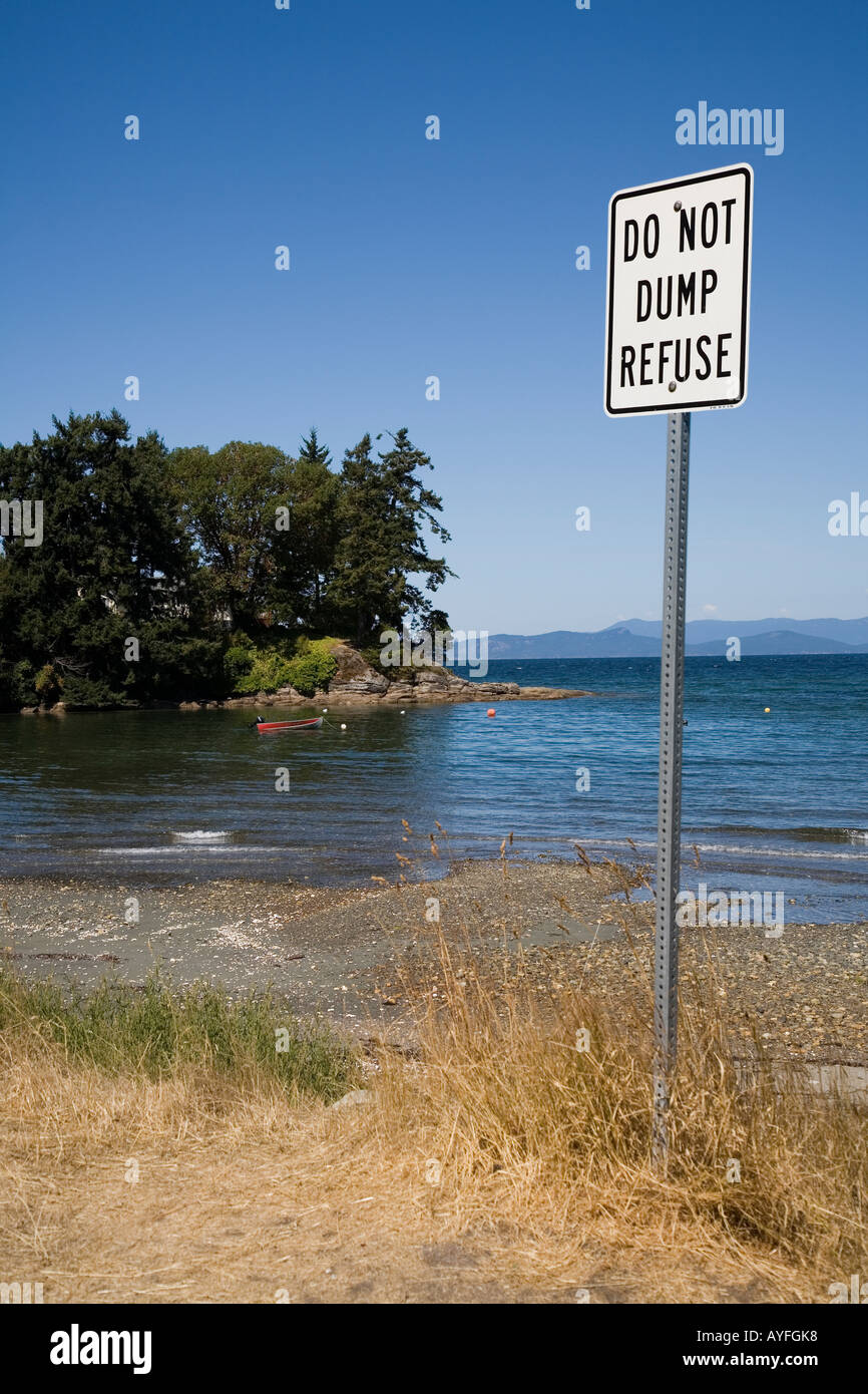 Do Not Dump Refuse sign on beach Parksville Vancouver island Canada ...