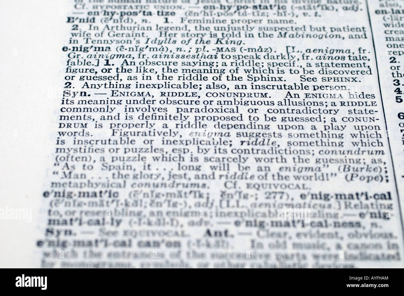 Definition enigma hi-res stock photography and images - Alamy