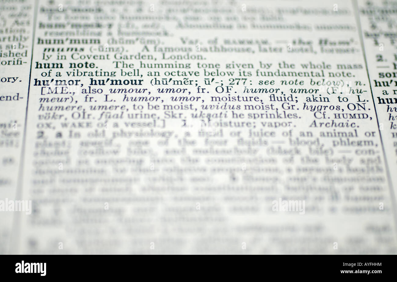 A close up selective focus on the definition of Humor Stock Photo - Alamy