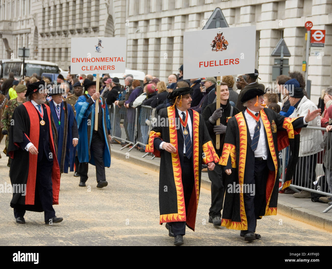 Livery companies in the procession at the Lord Mayors Show in the City ...