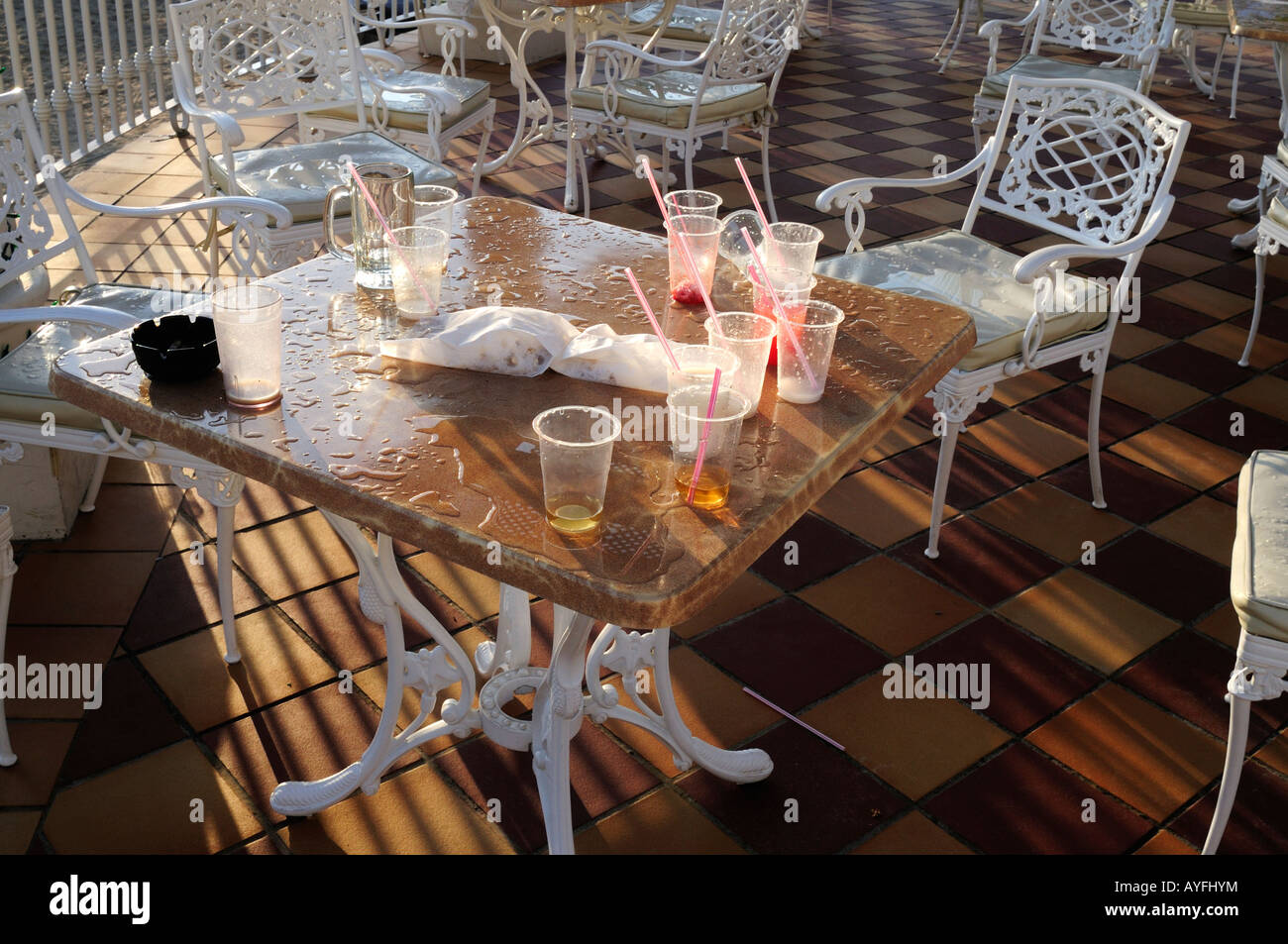 Early Morning Bar Mess Stock Photo - Alamy