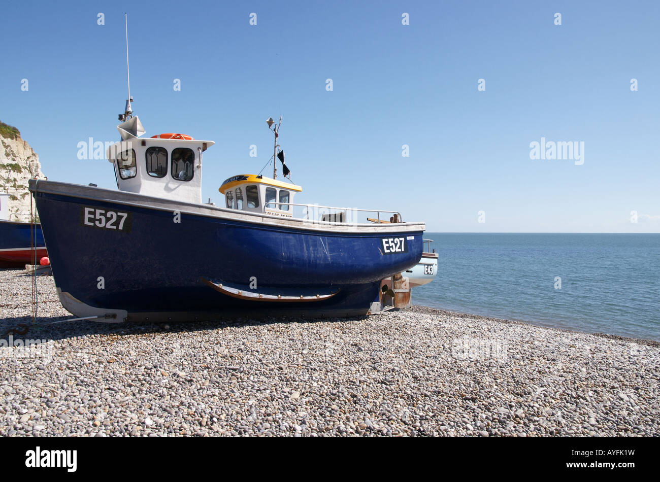 Fishing boats Beer Devon England Stock Photo - Alamy