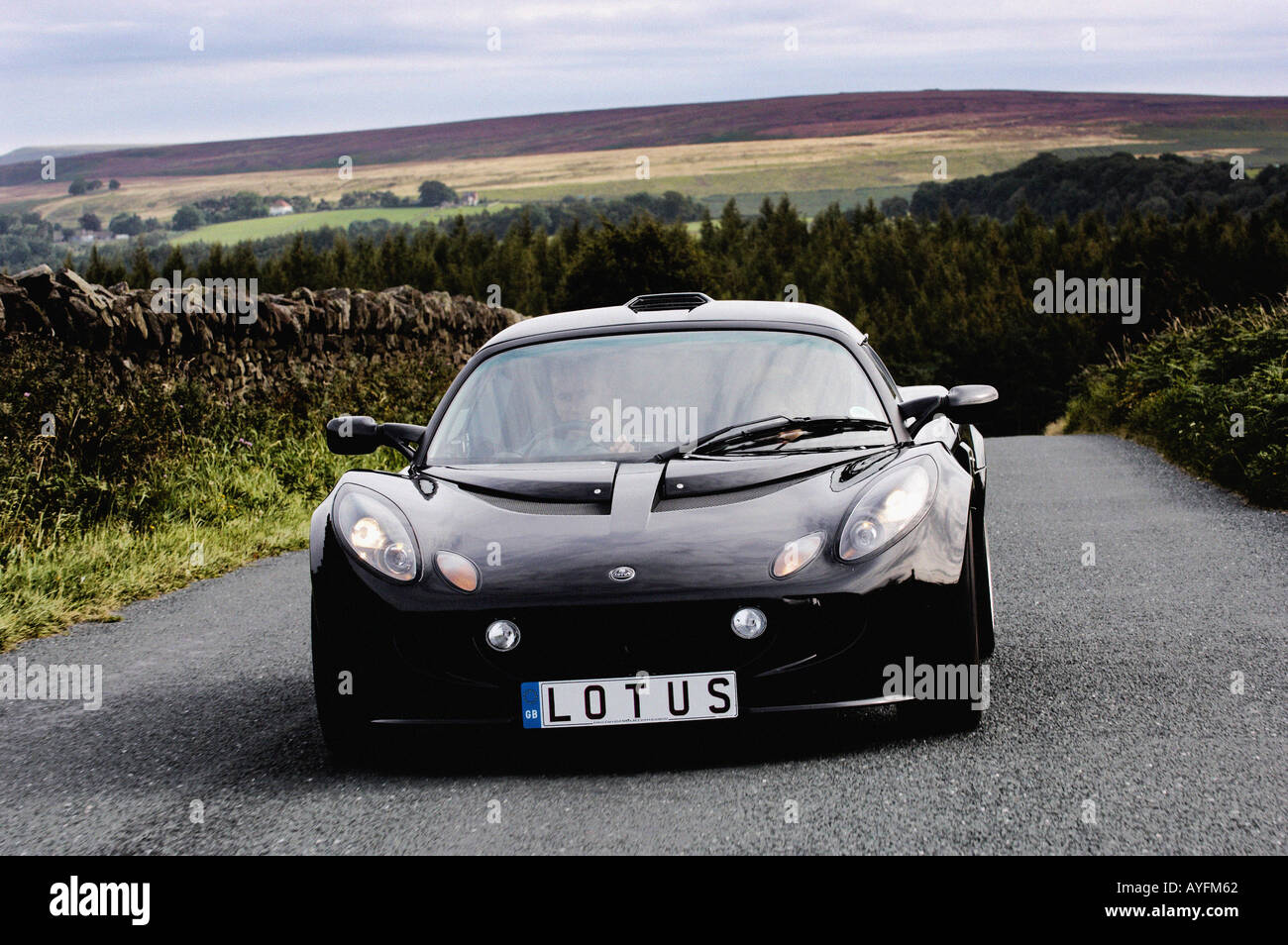 Black Lotus Exige 240r car seen with the North Yorkshire Moors in the ...