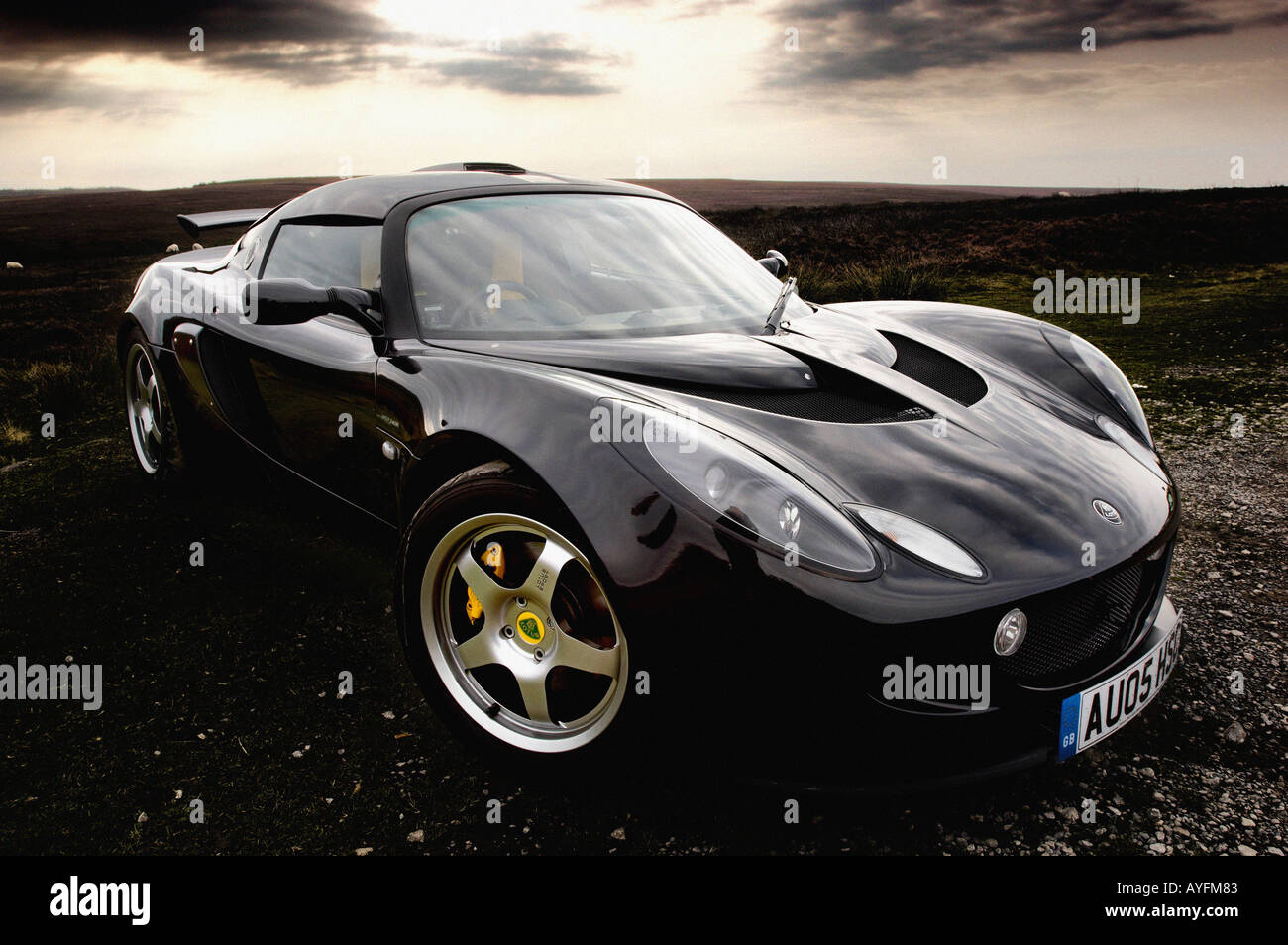 Black Lotus Exige 240r car parked on the roadside of North Yorkshire ...