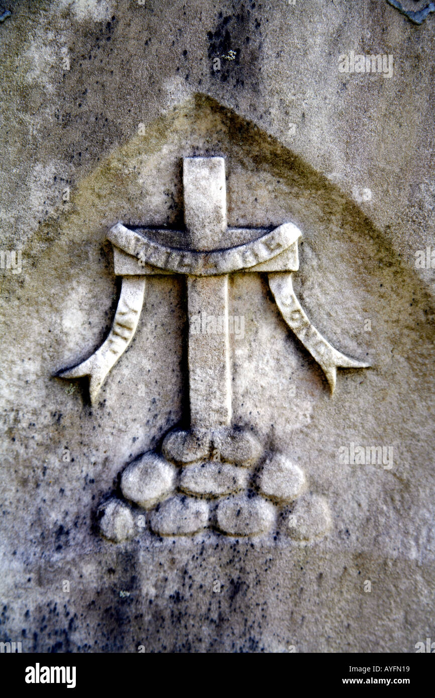 Cross engraved on the stone hi-res stock photography and images - Alamy