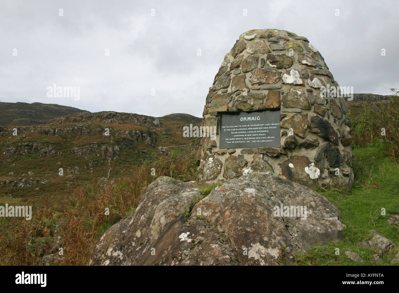 The Memorial to the people of Ormaig, cleared from the island of Ulva ...