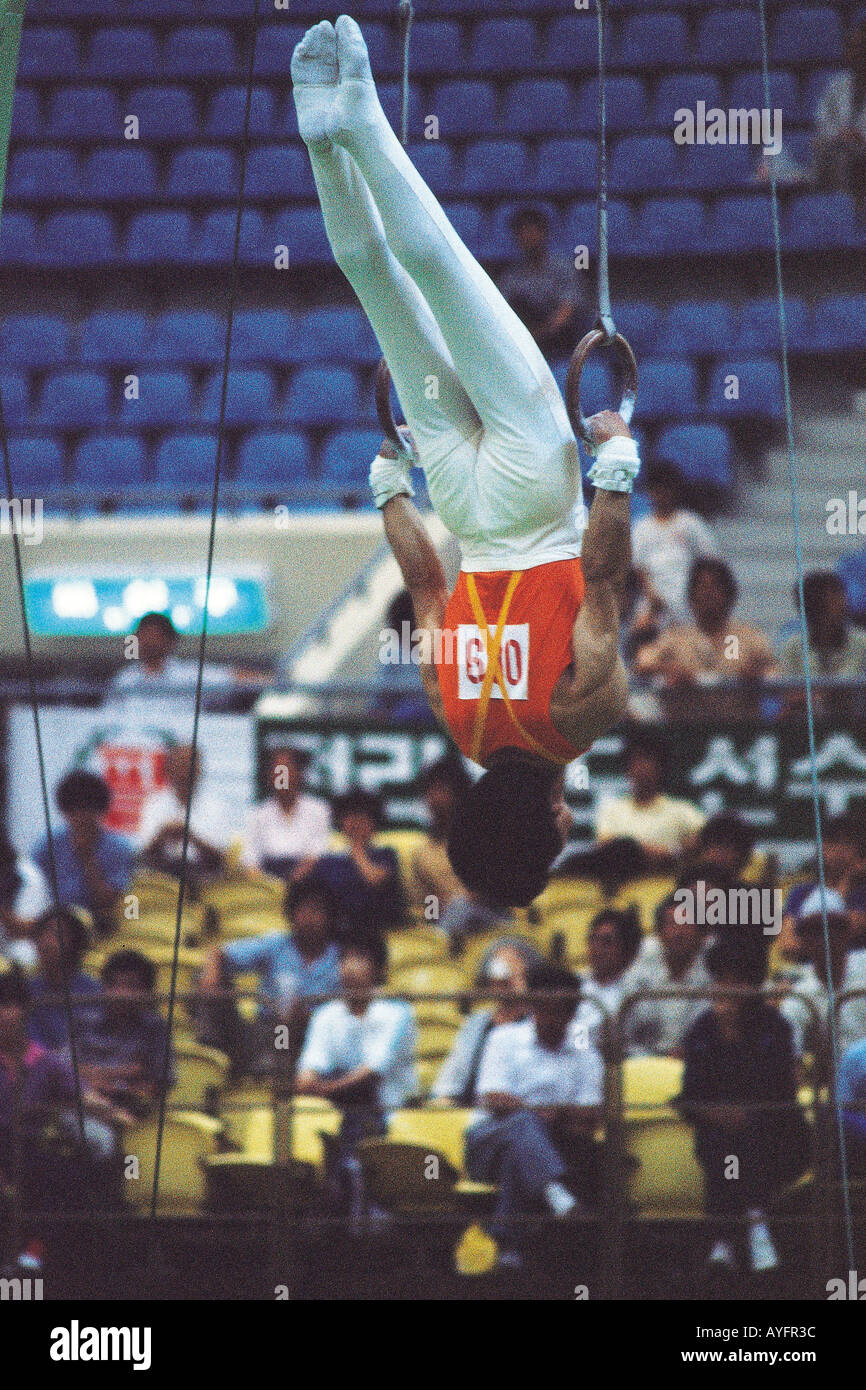 Gymnast on Rings Stock Photo - Alamy