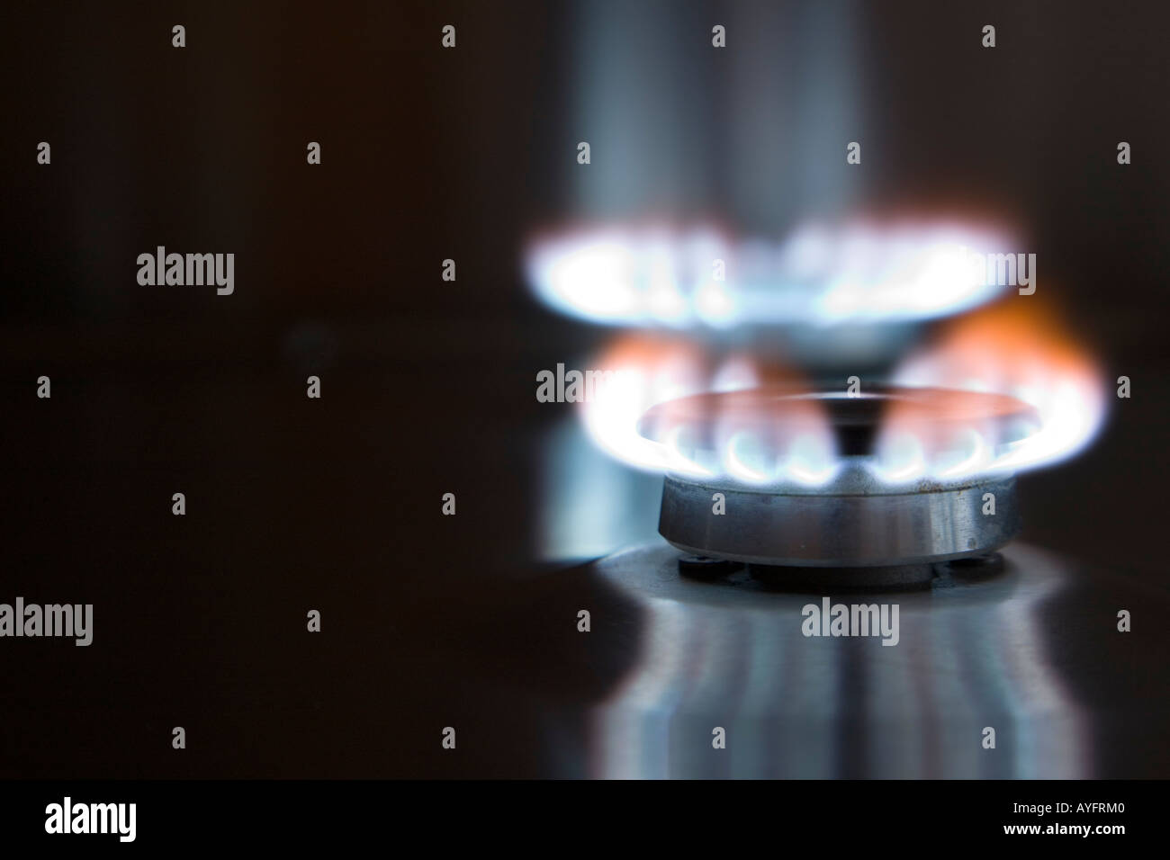 Gas flame on a kitchen hob Stock Photo - Alamy