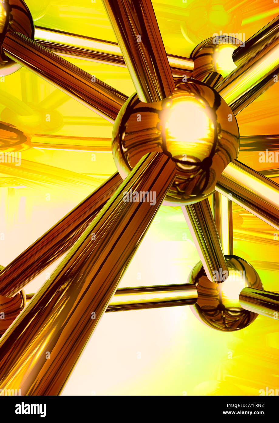 Iron Molecule Scientific 3D illustration metal structure Stock Photo ...
