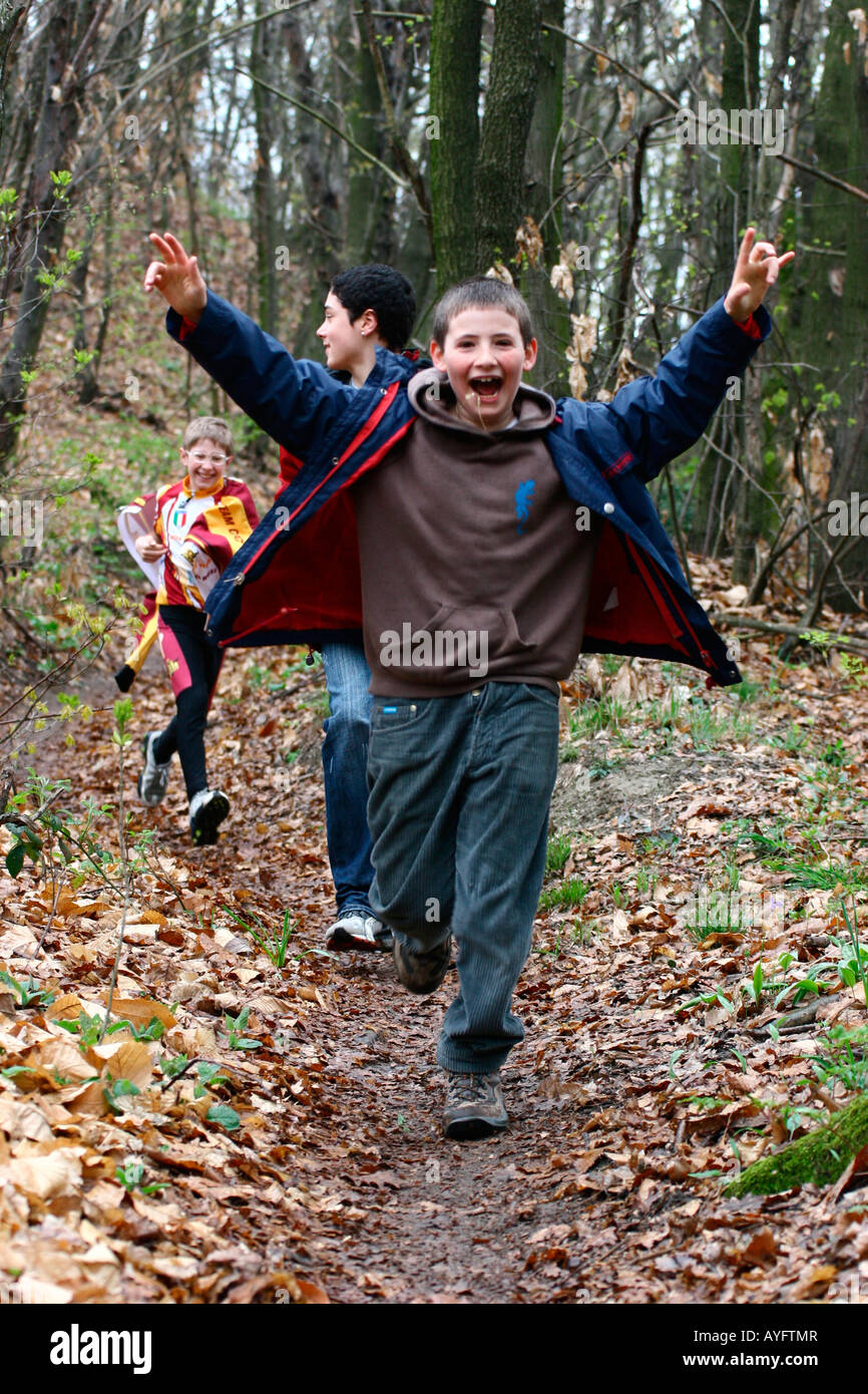 Happy boys running Stock Photo - Alamy