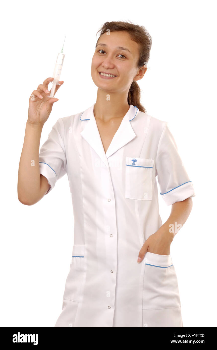 Happy Friendly Nurse Stock Photo - Alamy