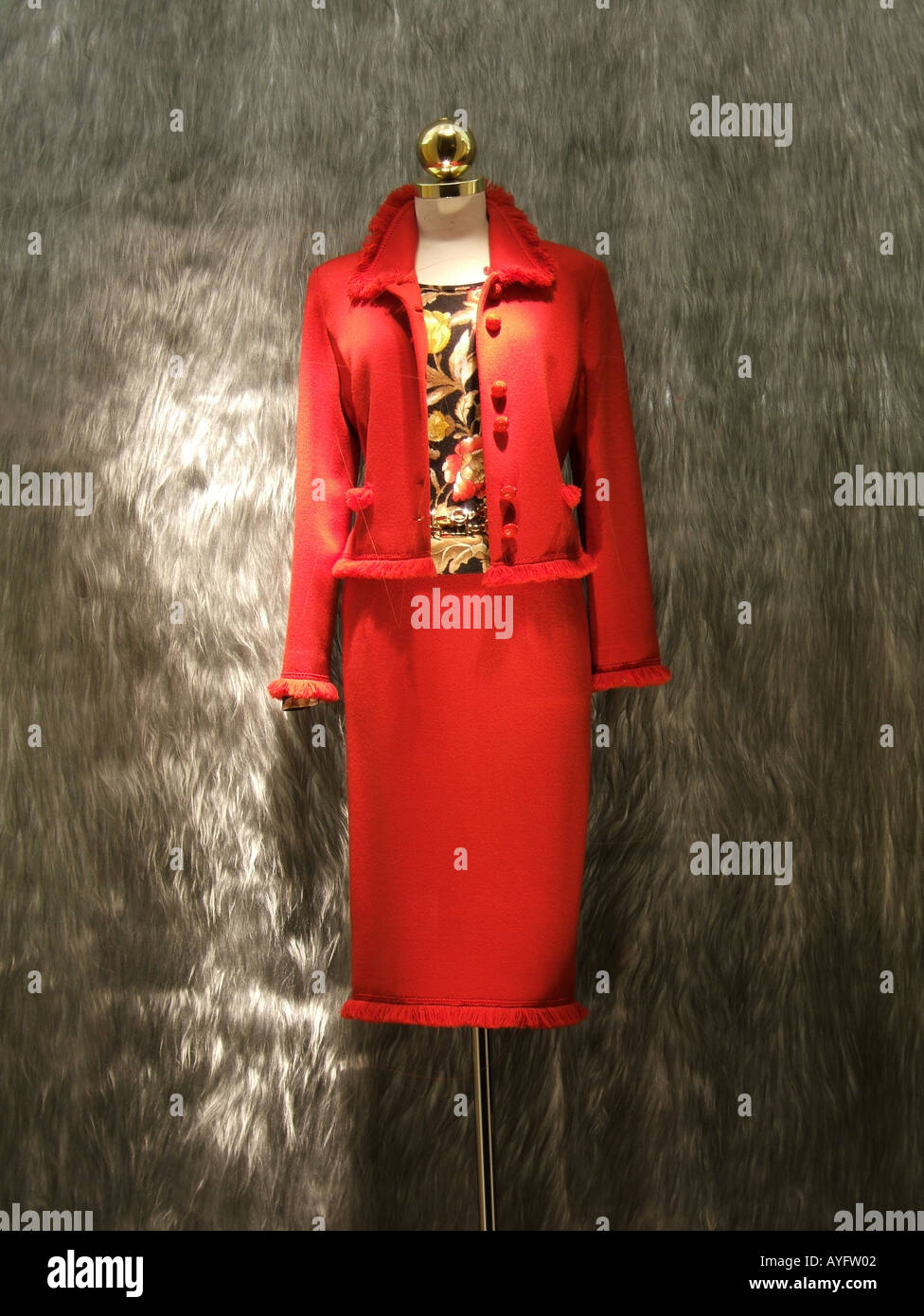 elegant red dress in shop window Stock Photo - Alamy