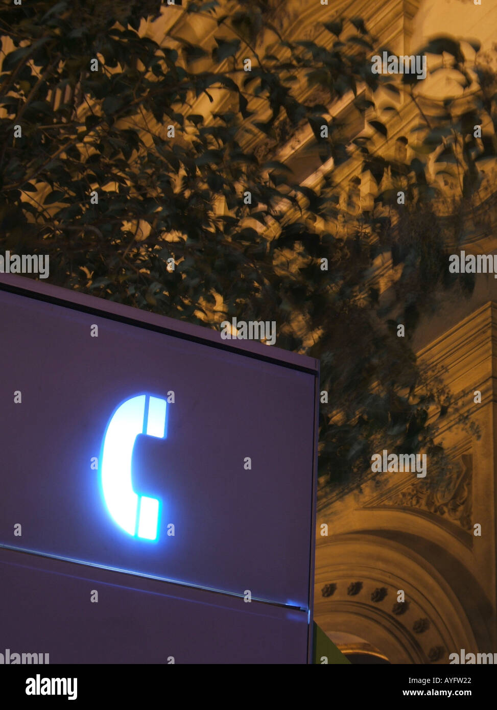 public telephone box at night Stock Photo - Alamy