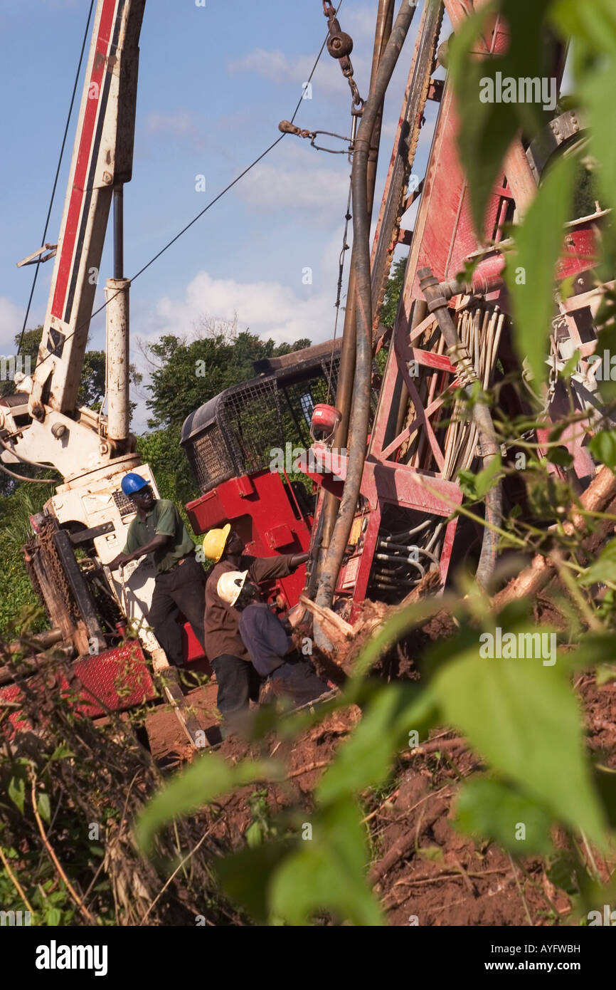 Exploration core drilling with RC drill rig in bush, surface gold mine ...