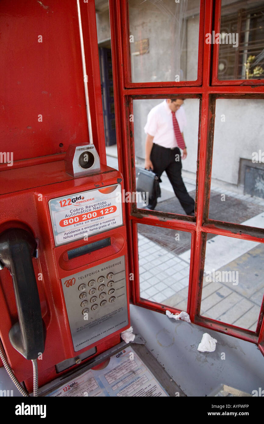 Telephone booth in Santiago, Chile Stock Photo - Alamy