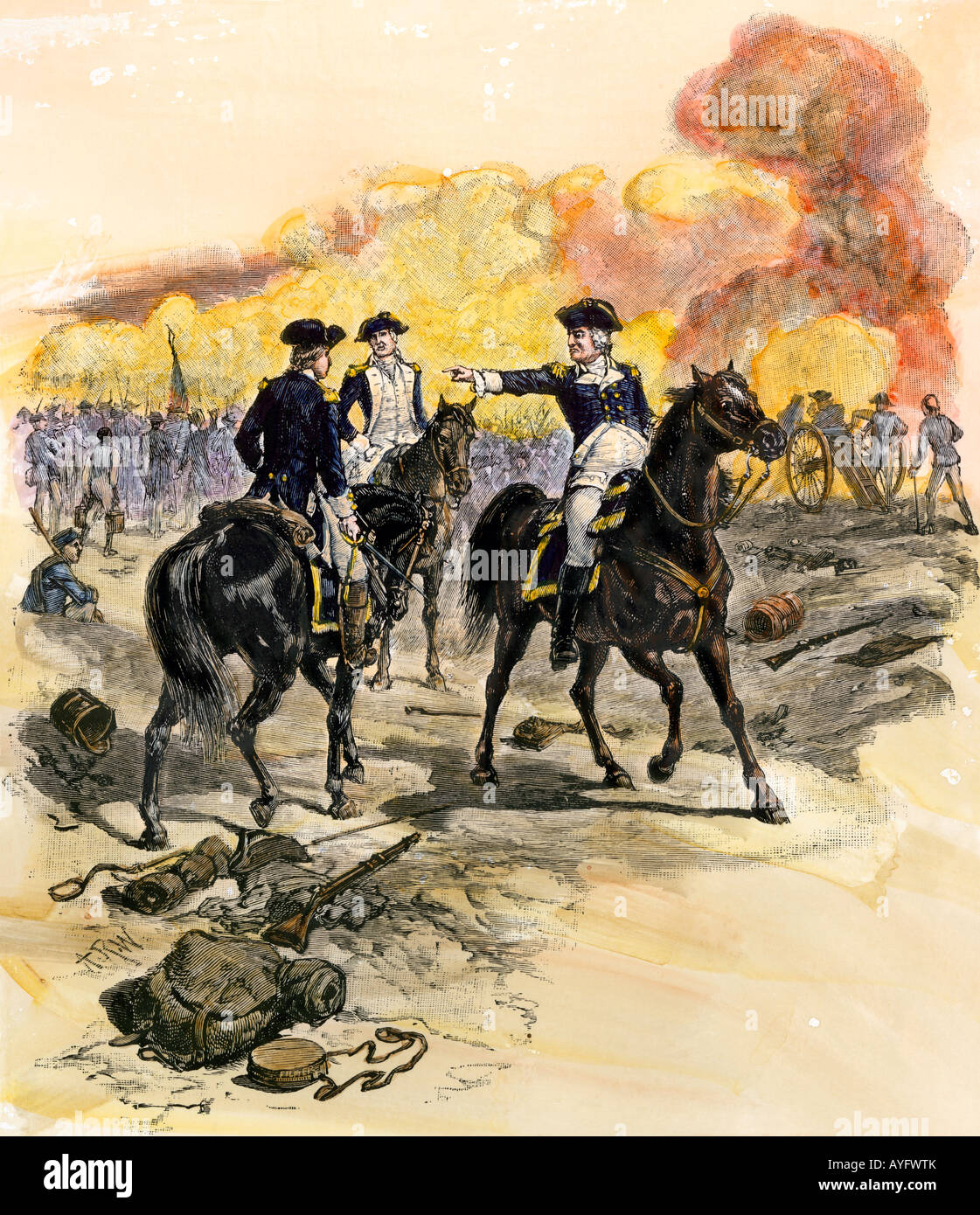 George Washington halting retreat of General Charles Lee at the Battle ...