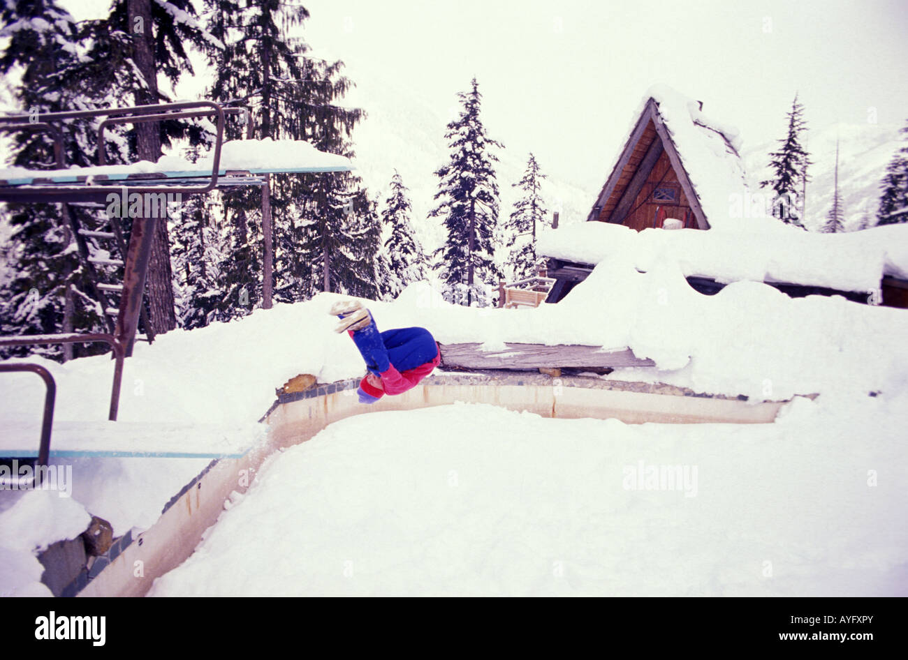 Old swimming pool diving board hi-res stock photography and images - Alamy