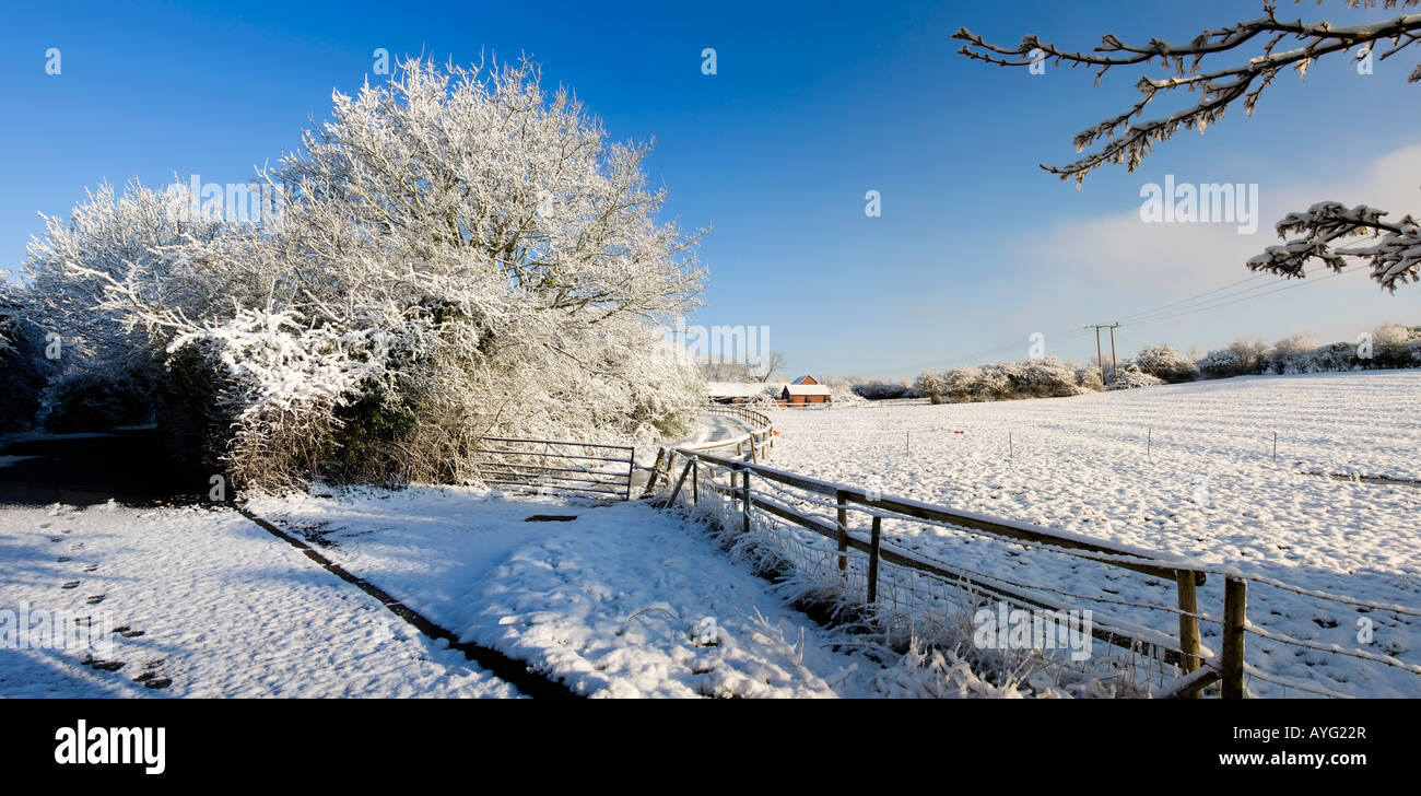 A snow covered rural landscape in the countryside Stock Photo - Alamy