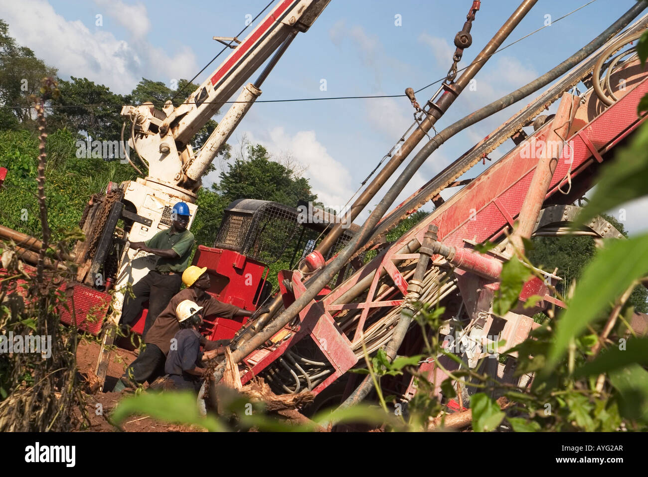 Exploration core drilling with RC drill rig in bush, surface gold mine ...