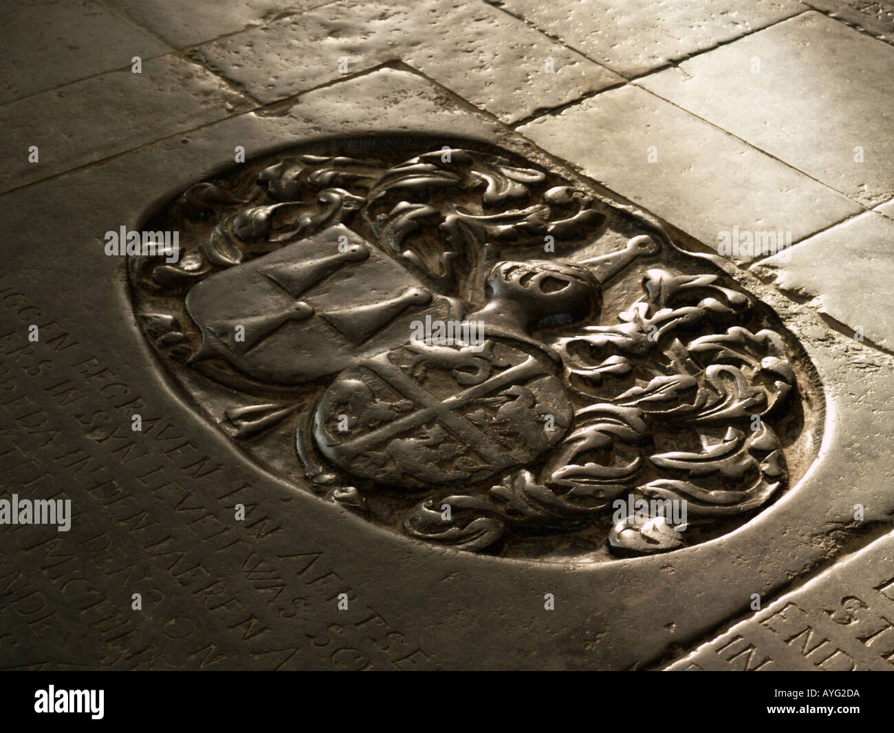 A knight s grave in the floor of the grand church or cathedral of Breda ...
