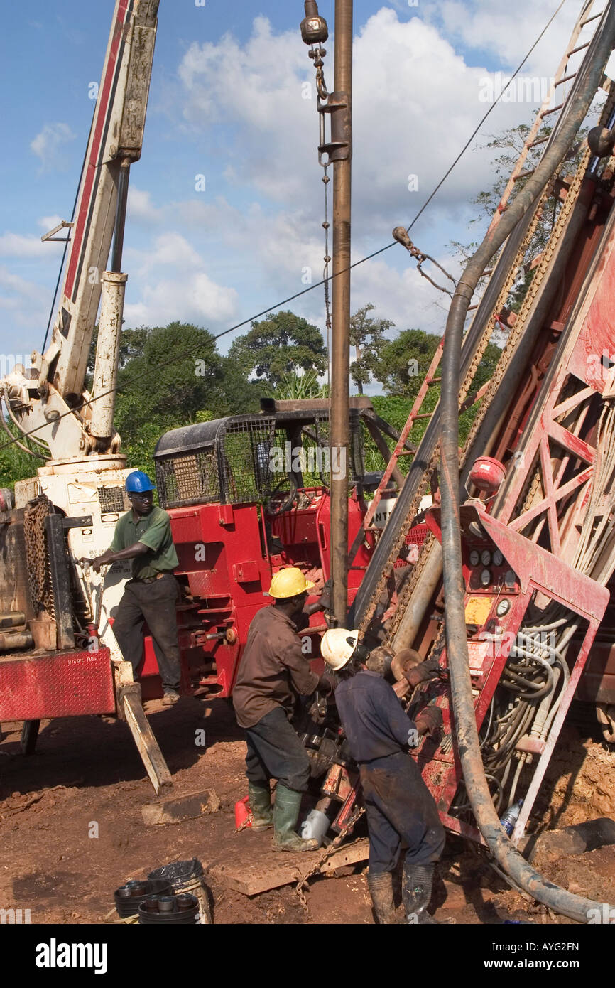 Exploration core drilling with RC drill rig in bush, surface gold mine ...