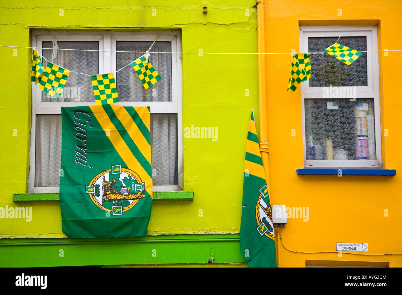 Kerry Flags on building Dingle Town Dingle Peninsula County Kerry ...