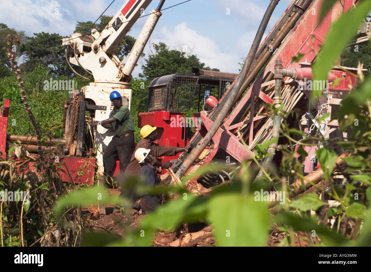Exploration core drilling with RC drill rig in bush, surface gold mine ...