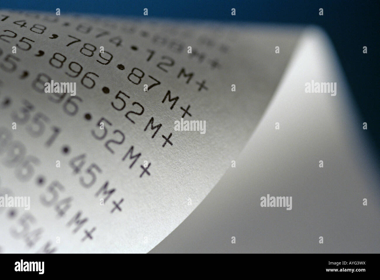 Adding machine tape with numbers Stock Photo - Alamy