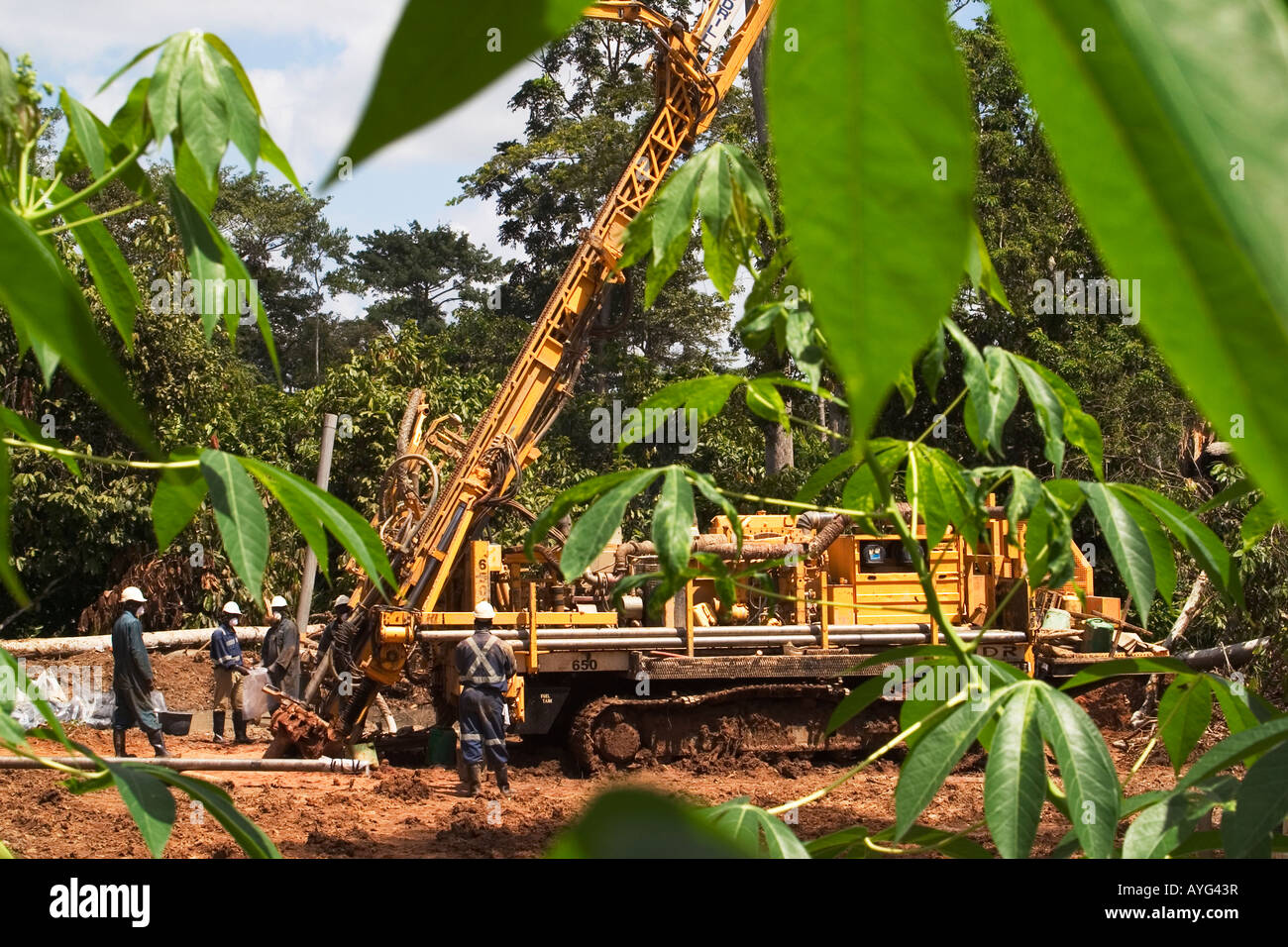 Exploration core drilling with RC drill rig in bush, surface gold mine ...