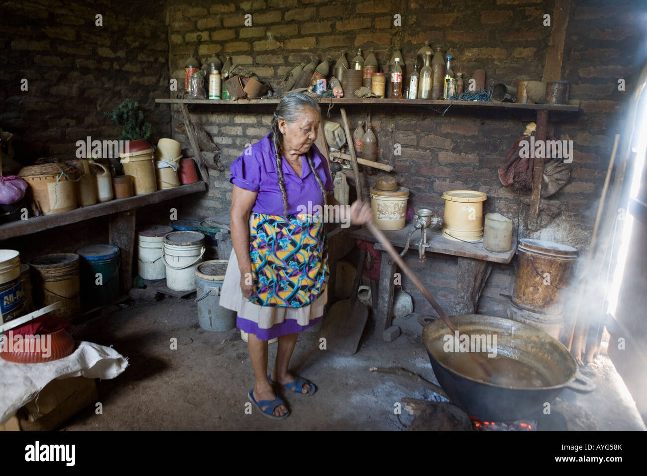 Elderly woman making soap Ometepe Island Nicaragua Stock Photo - Alamy