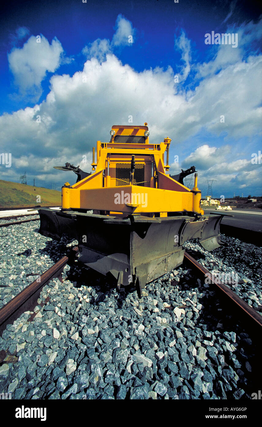 Debris and snow removal equipment on train tracks Stock Photo - Alamy