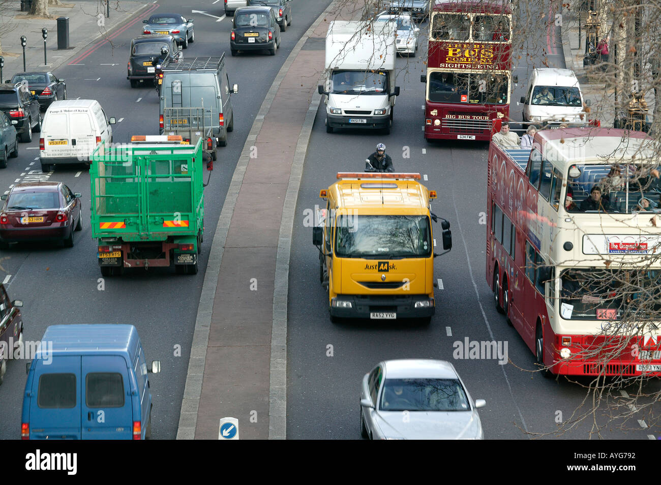 city road trafic at rush hour with trucks and lorries queueing Stock ...