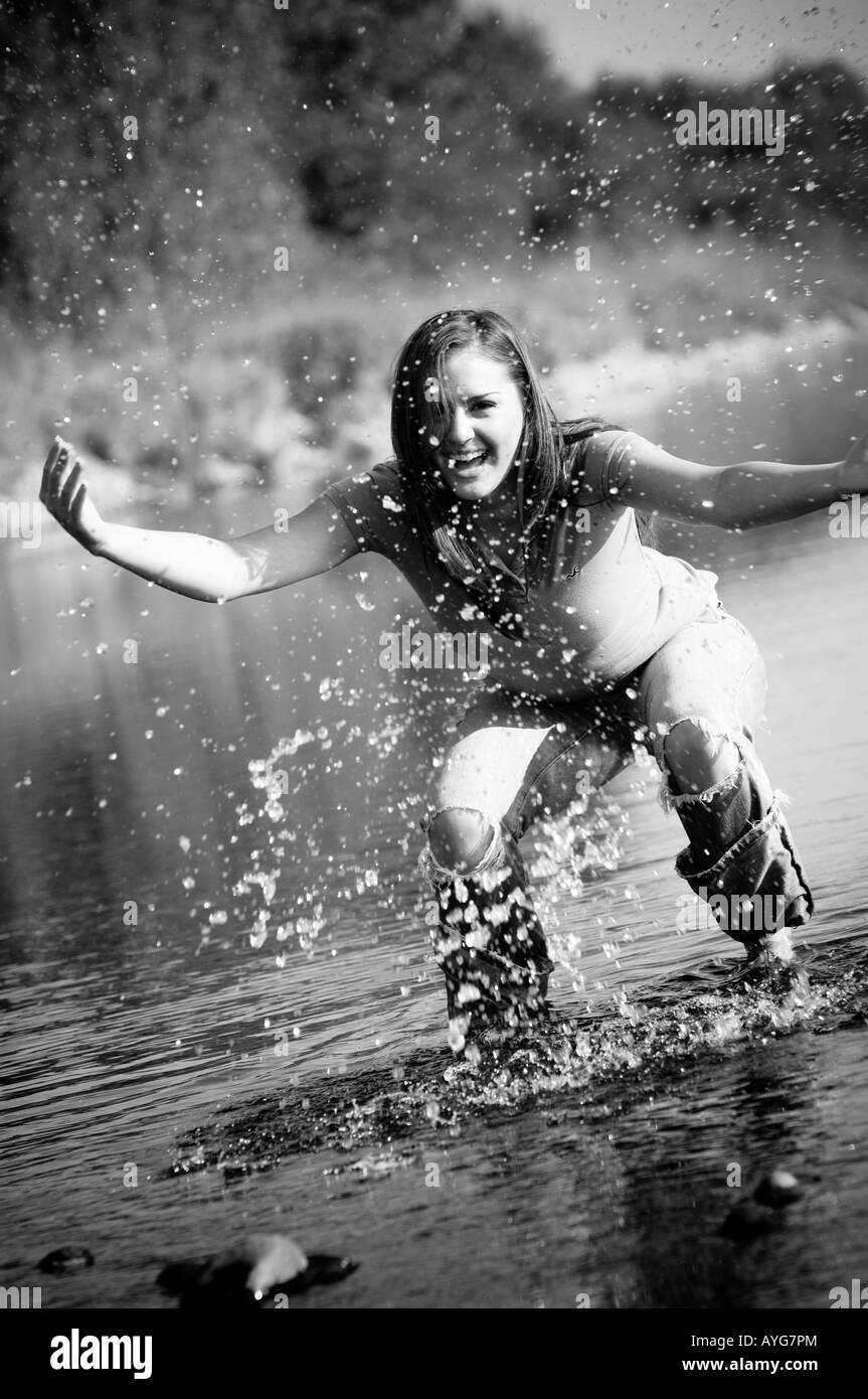Woman water splash Black and White Stock Photos & Images - Alamy