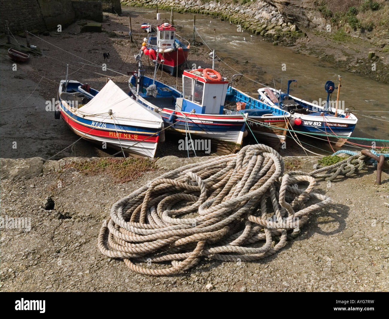 Fishing boat boats red blue hi-res stock photography and images - Alamy