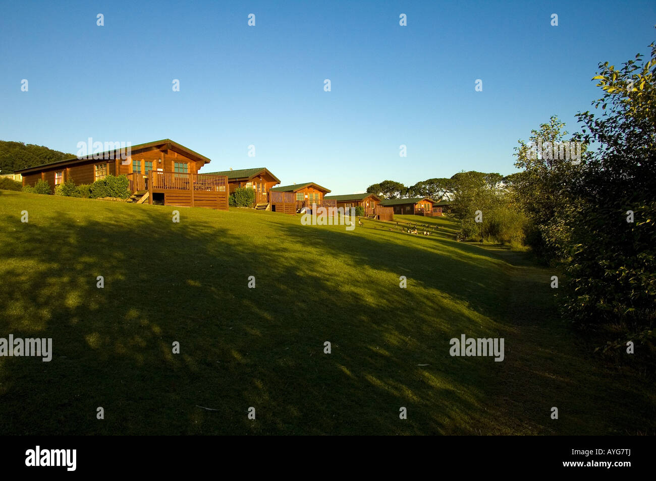 Holiday Chalet Style Static Caravans on a Holiday Park Stock Photo - Alamy