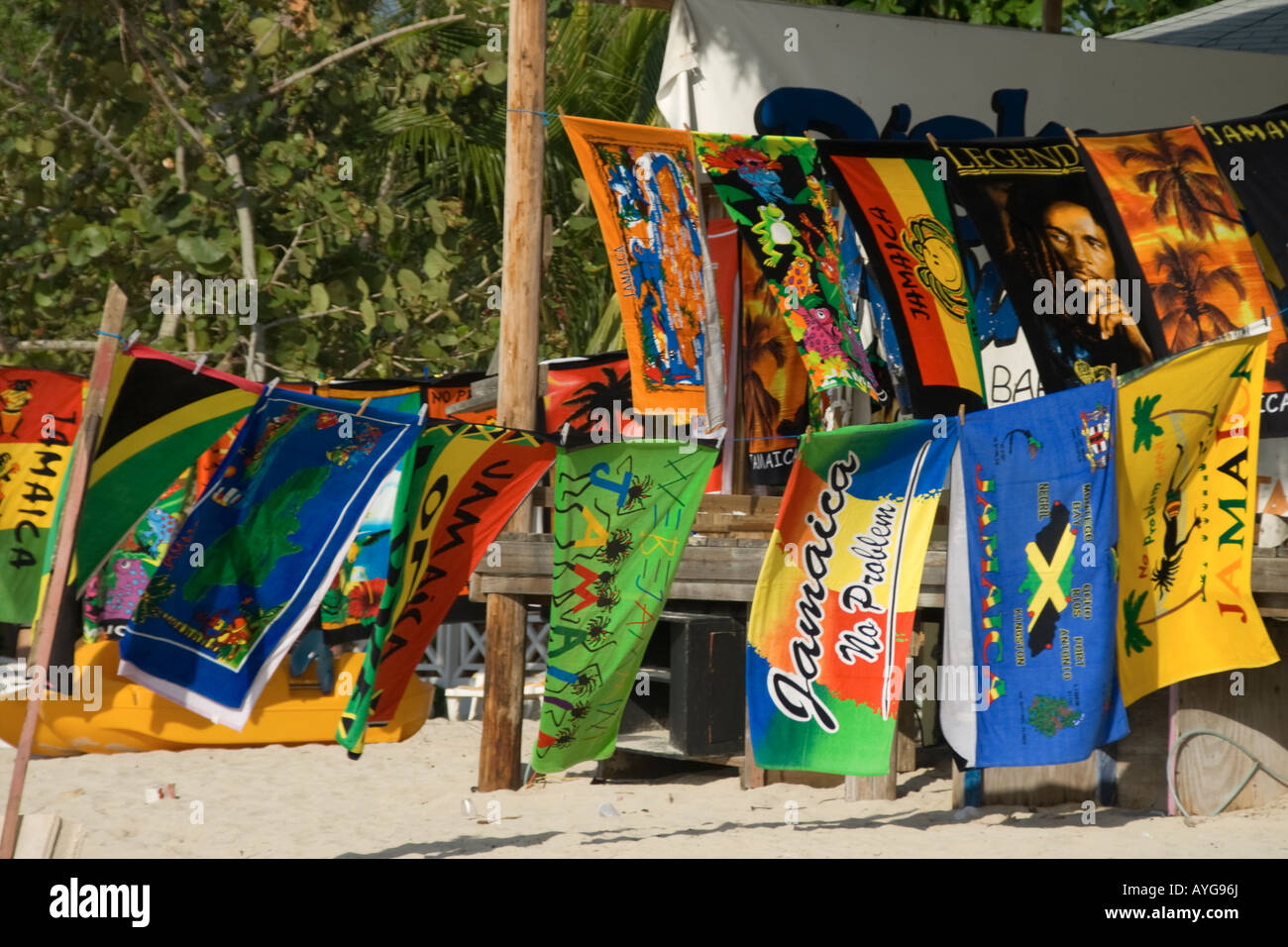 Jamaica Negril beach bath towles with jamaican motives Bob Marley ...