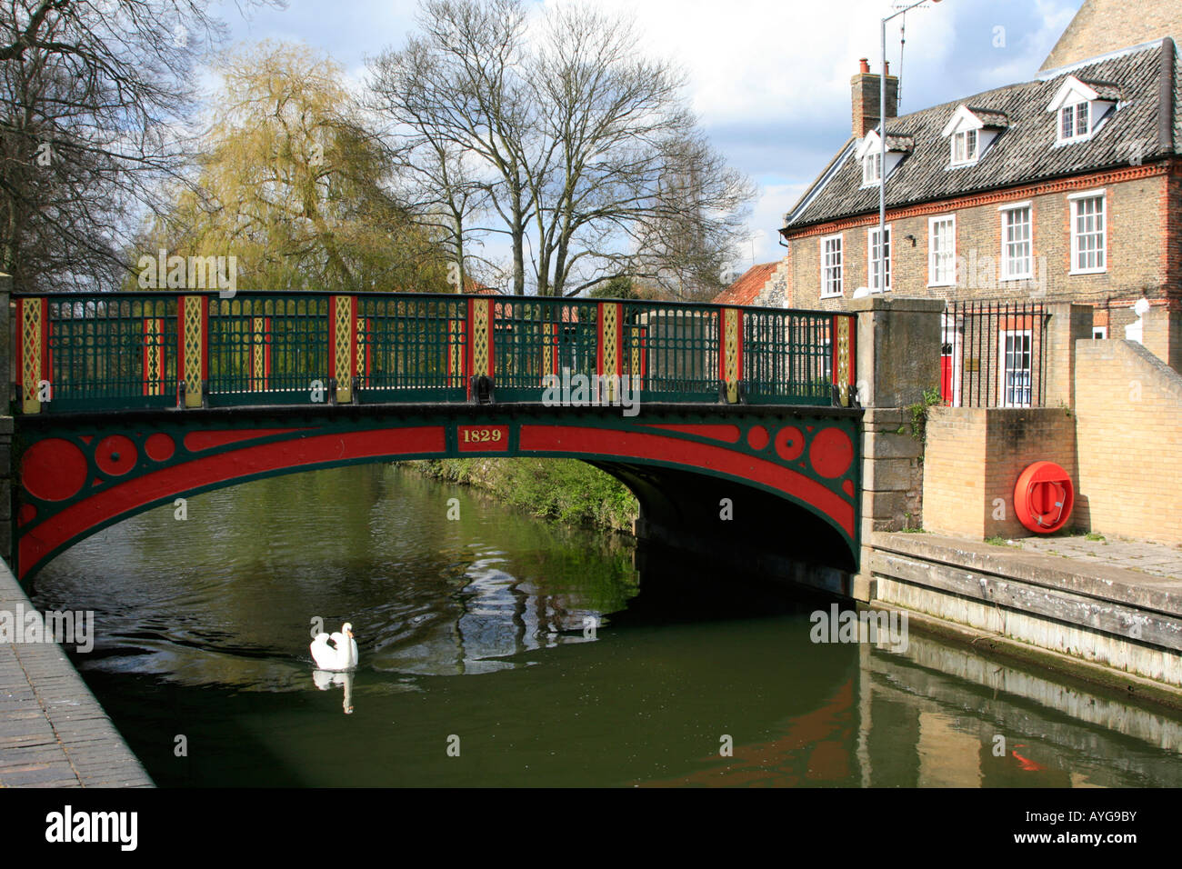Little Ouse River town weight restricted bridge Thetford town centre ...