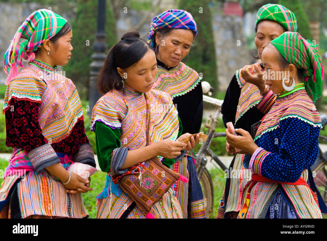 Flower Hmong Women Conducting a Transaction Bac Ha Market near Sapa ...